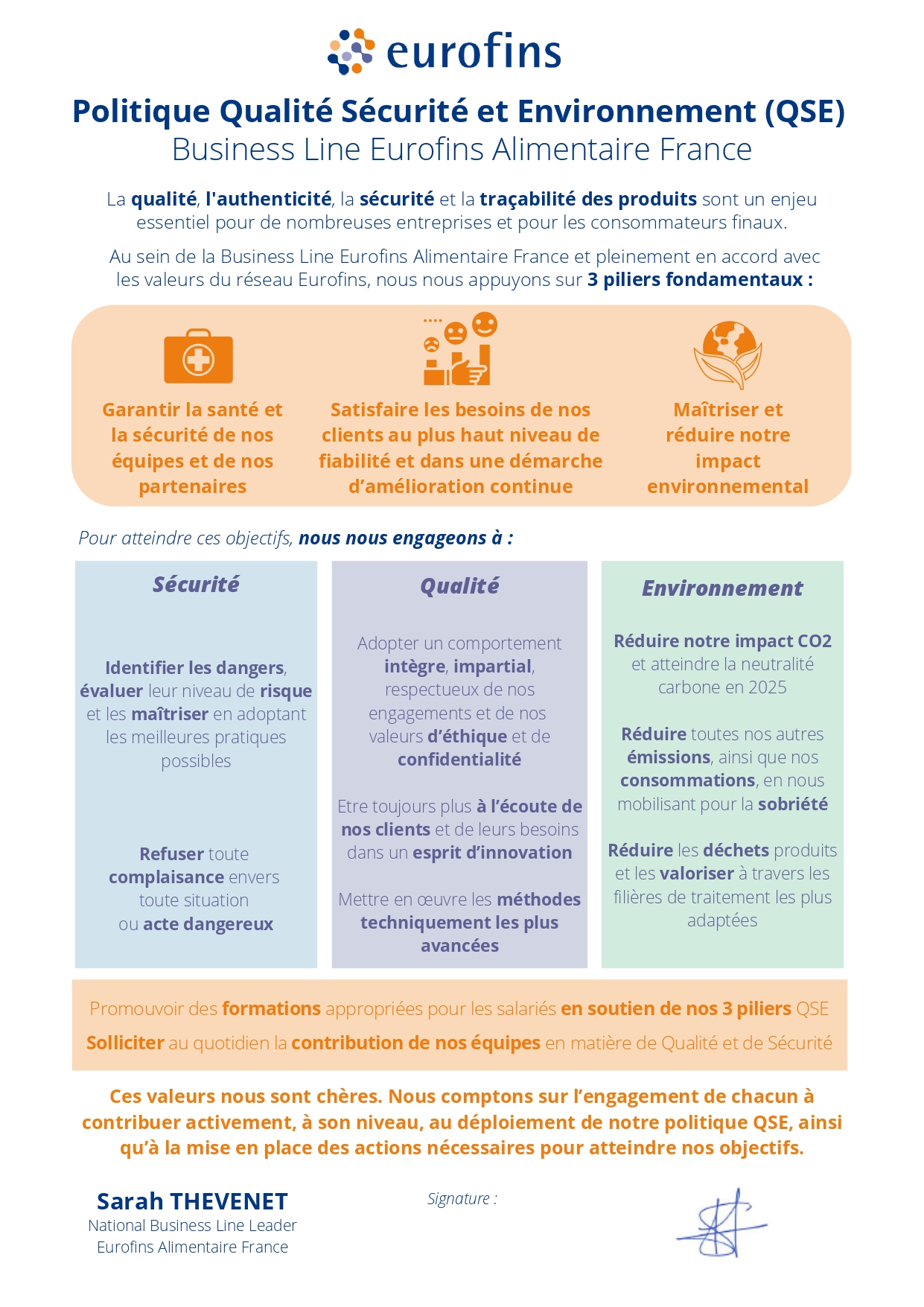 Notre Politique Qualité, Sécurité & Environnement - Eurofins France
